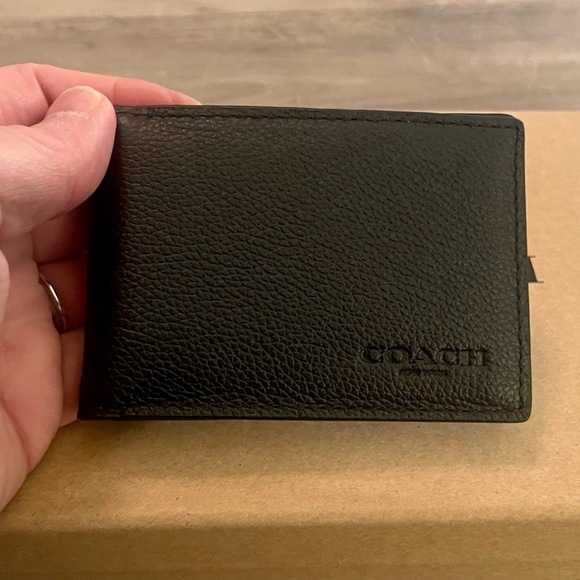 Coach | Bags | Coach Mens Black Calf Leather Removable Id Bifold Insert ...